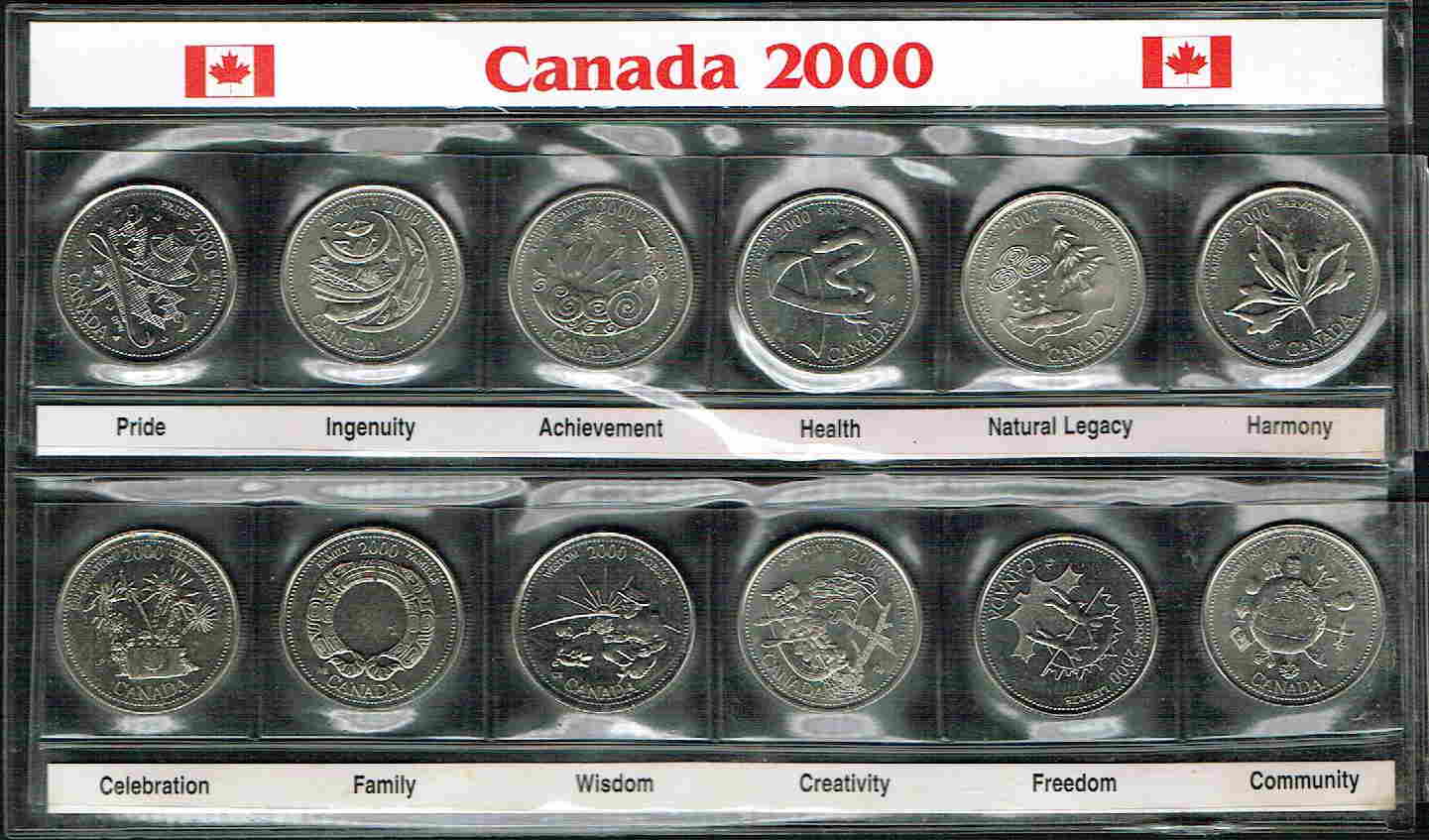 CANADA. 25 CENTS.. 2000. JUEGO 12 MONEDAS MILENIUM 2000. SC ...